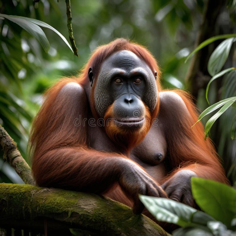 Beautiful Realistic Orang Utan Stock Illustration - Illustration of ...