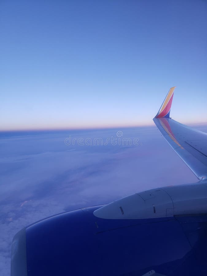 Beautiful Airplain Scenary, Gradiant Sky, Blue, Sunrise Stock Photo ...