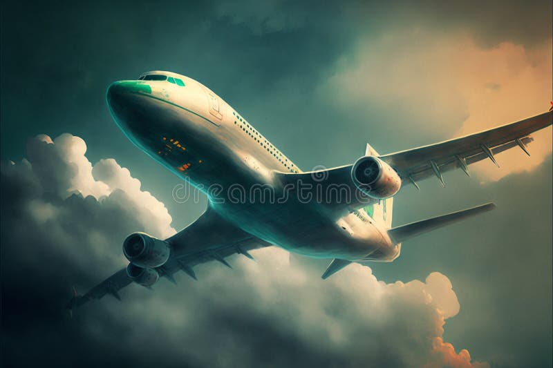 Beautiful Airplane Ai Generated Stock Illustration - Illustration of ...