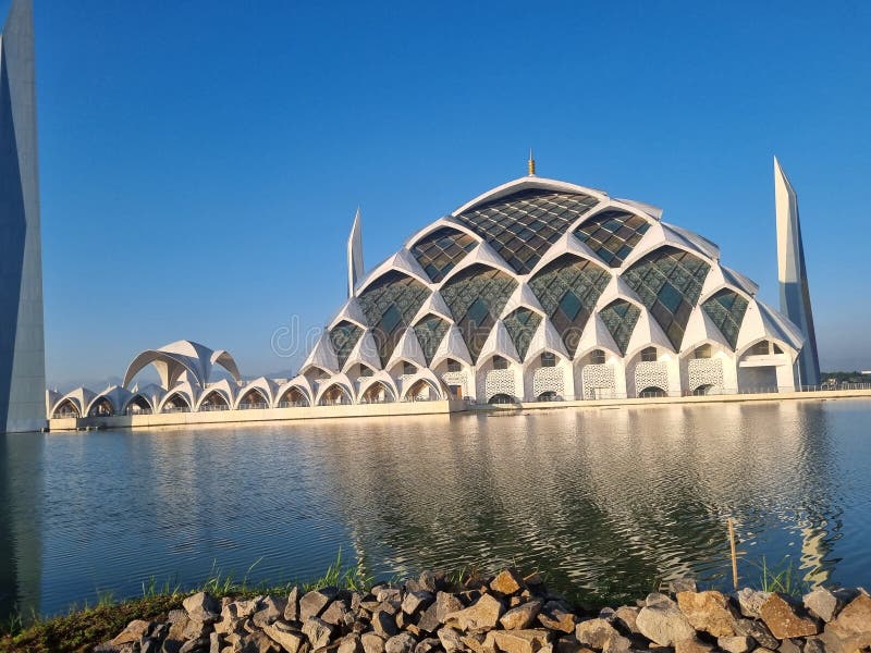 Beautiful Al Jabbar Mosque in the Morning with Blue Sky Stock Photo ...
