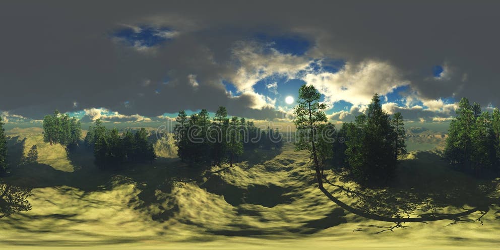 Beautiful Alien View of the Planet’s Surface, HDRI Stock Illustration ...