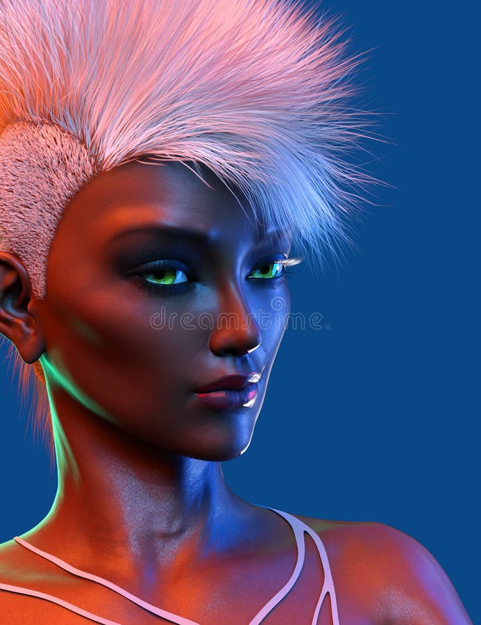 Beautiful Alien Woman in an Action Pose of Leaping or Floating Stock ...