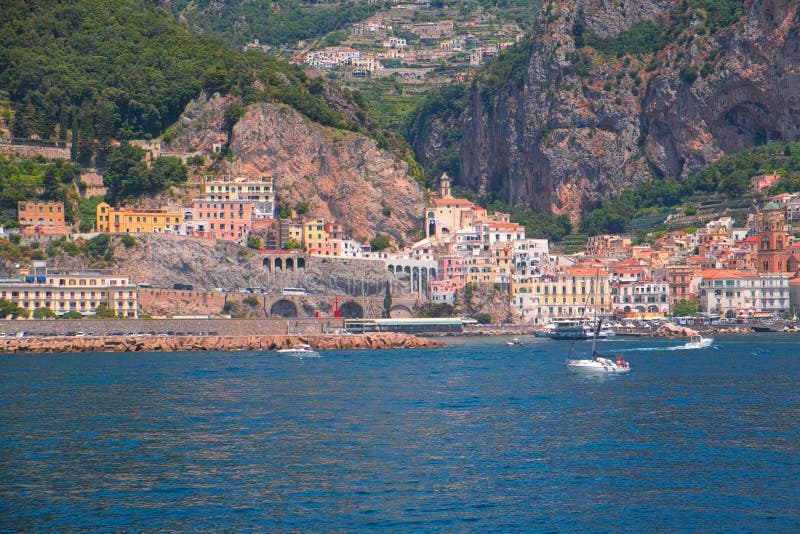 Beautiful Amalfi Coast in Italy with Buildings and Cliffs in the ...