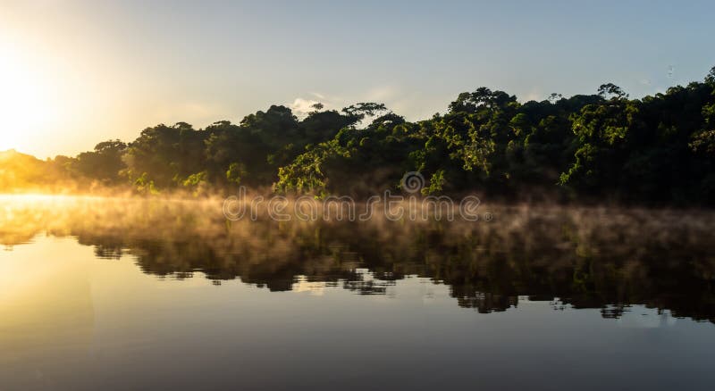 Beautiful Amazon River in a Beautiful Sunrise with Haze in High ...