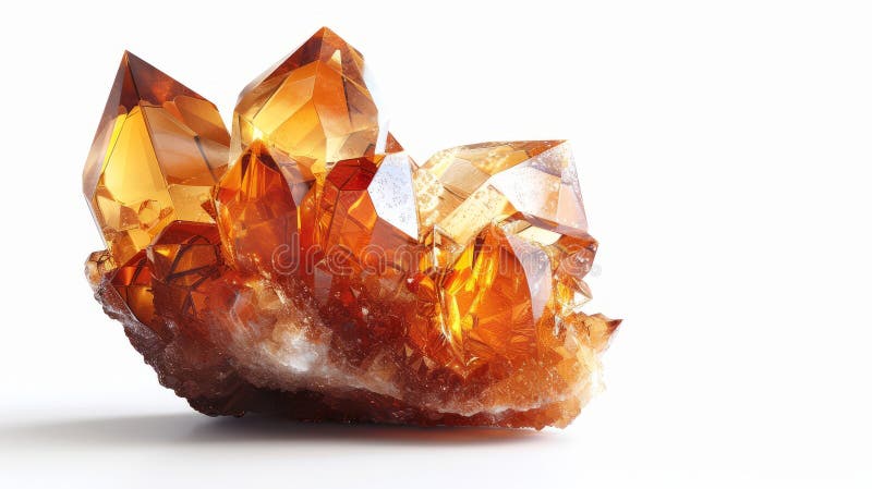 Beautiful Amber Crystals with Sharp Facets on a White Background Stock ...