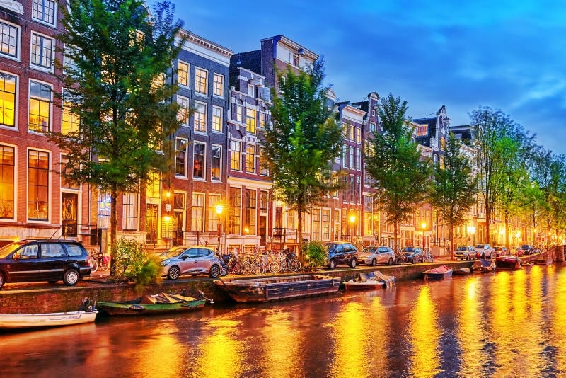 Beautiful Amsterdam City at the Evening Time. Stock Photo - Image of ...