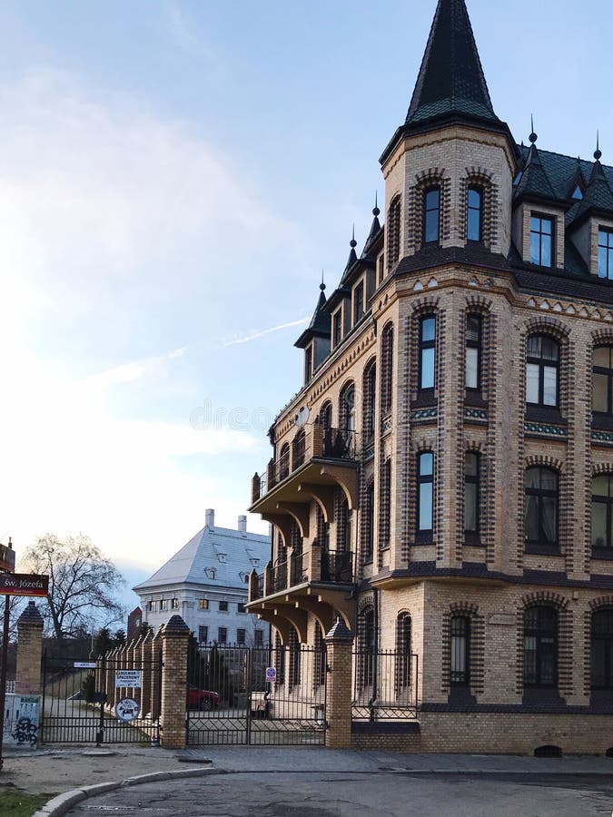 Beautiful Ancient Architecture of Tall Buildings in Poland Stock Image ...