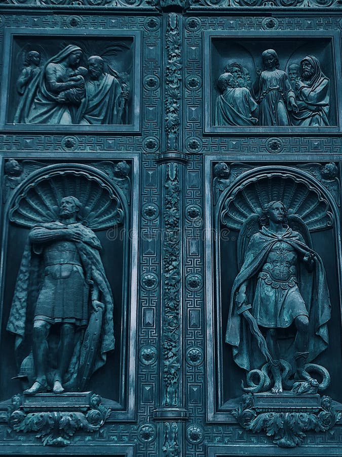 Beautiful Ancient Metal Doors with Pattern View Stock Photo - Image of ...