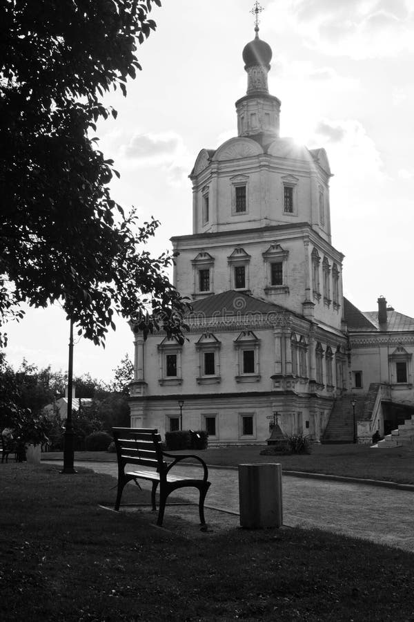 Beautiful Ancient Stone Temple in Old Monastery Black and White Stock ...