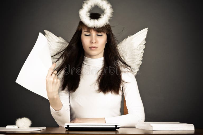 Angel break from work stock image. Image of mobile, break - 30315611