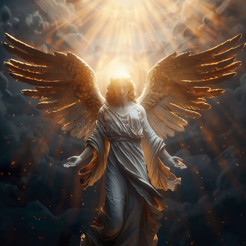 A Beautiful Angel Figurine with Rays of Light Generated by Artificial ...