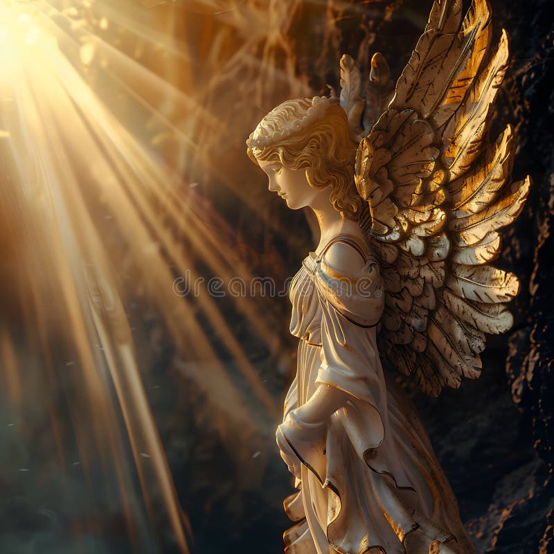 A Beautiful Angel Figurine with Rays of Light Generated by Artificial ...
