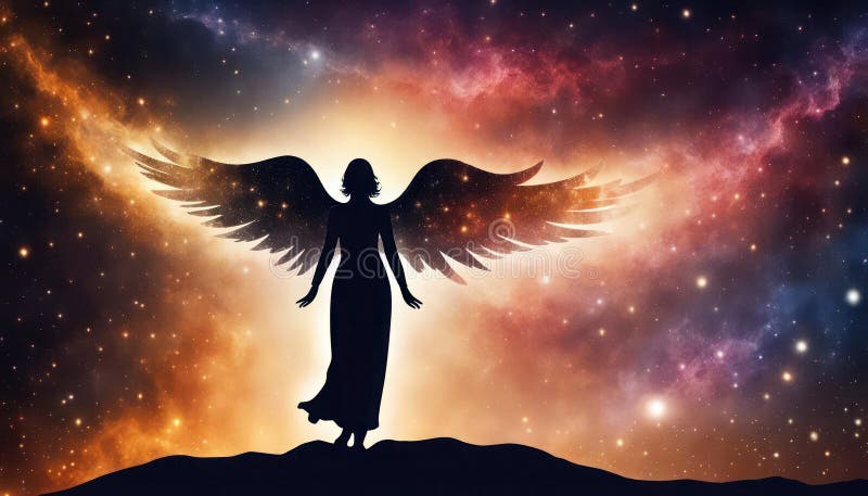 Beautiful Angel with Stars and Copy Space Stock Illustration ...