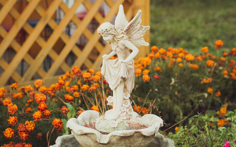 Beautiful Angel Statue in the Garden Stock Photo - Image of peace ...