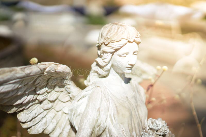 Beautiful Angel Statue in Sunlight. Stock Image - Image of closeup ...