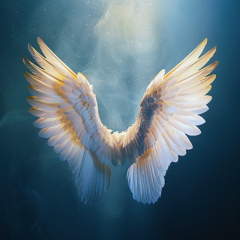 Beautiful Angel Wings Illuminated by Soft Light, Symbolizing Purity and ...