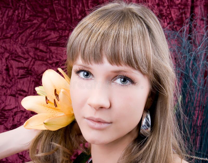 Beautiful Angelic Woman with a Flower Stock Image - Image of portrait ...
