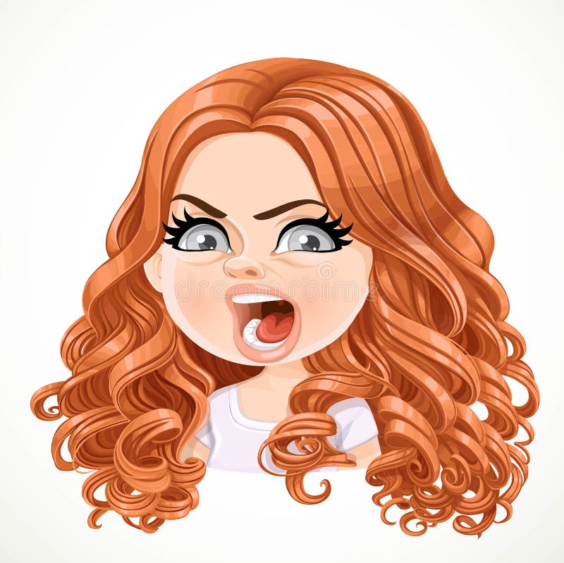 Beautiful Angry Aggressive Smiling Cartoon Brunette Girl with Dark ... Beautiful Angry Aggressive Smiling Cartoon Brunette Girl with Dark ...
