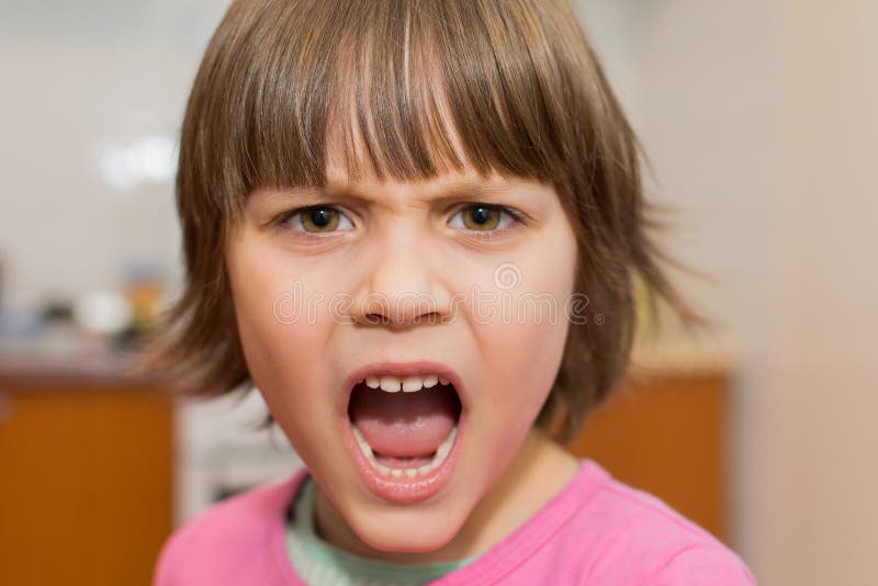 Beautiful Angry Little Young Girl Stock Photo - Image of caucasian ...