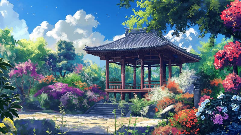 Beautiful anime background stock photo. Image of peaceful - 338491790