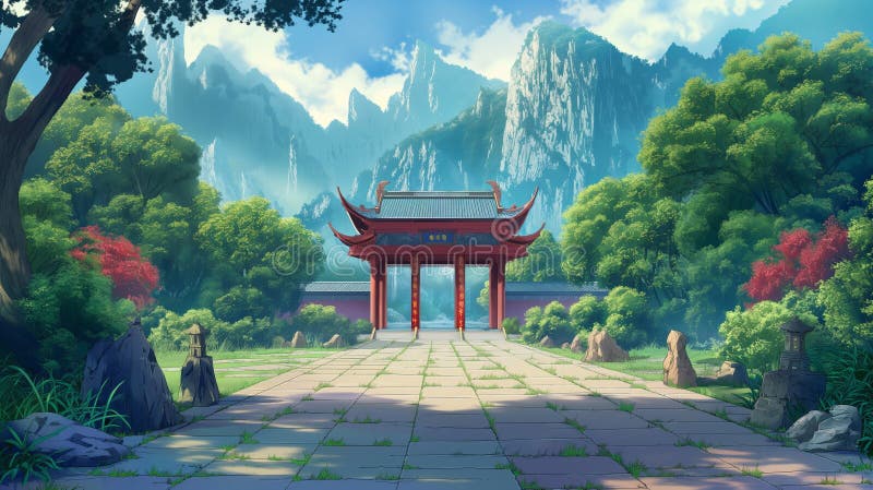 Beautiful anime background stock photo. Image of buddhism - 338492152