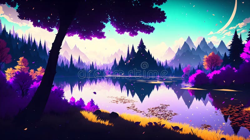 Beautiful Anime Style Wallpaper. Generated with Ai Stock Illustration ...