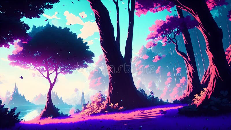 Beautiful Anime Style Wallpaper. Generated with Ai Stock Illustration ...