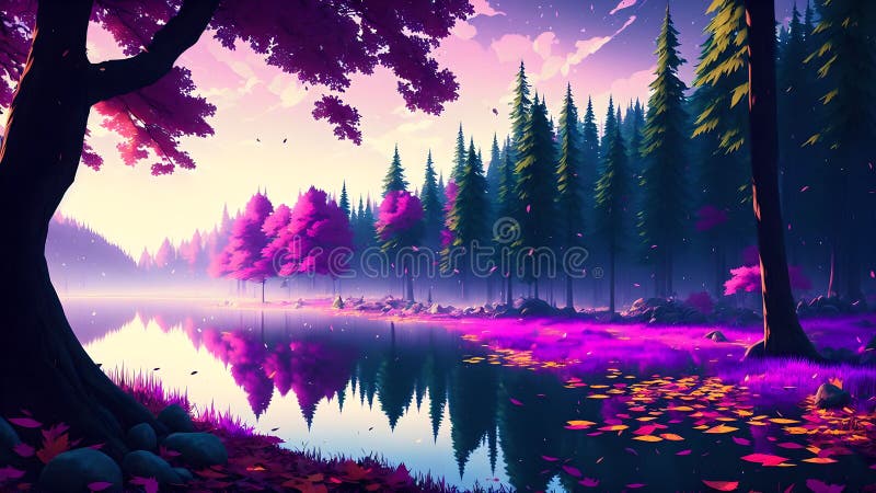 Beautiful Anime Style Wallpaper. Generated with Ai Stock Photo - Image ...