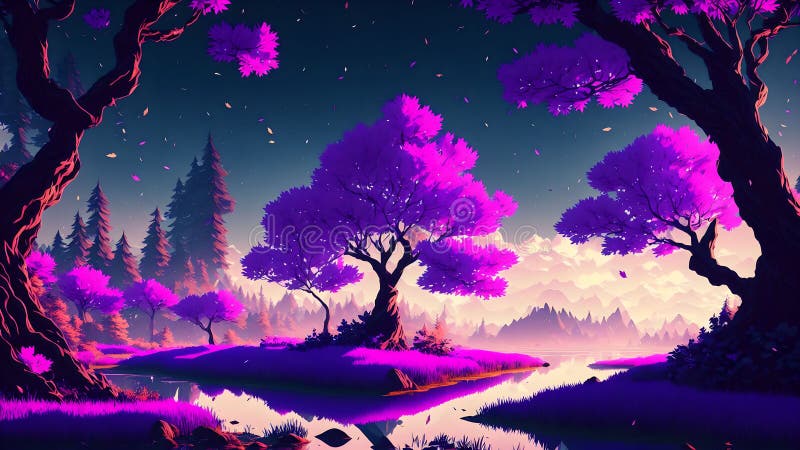 Beautiful Anime Style Wallpaper. Generated with Ai Stock Illustration ...