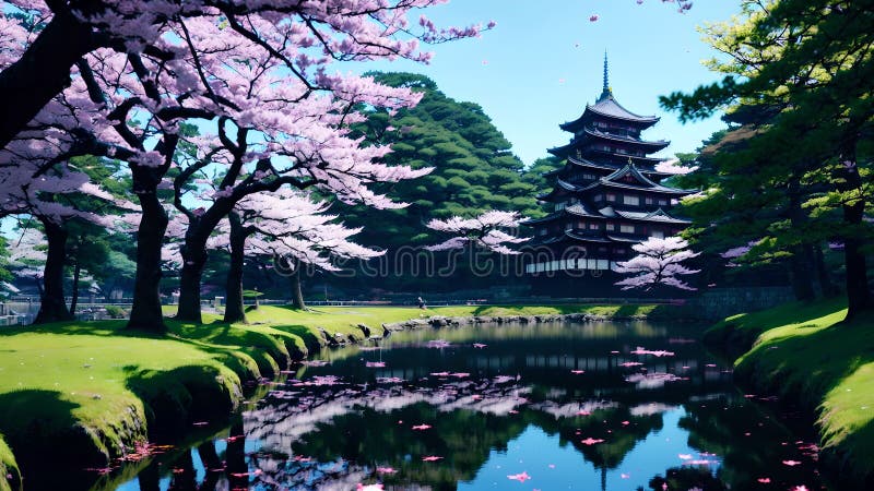 Beautiful Anime Style Wallpaper. Generated with Ai Stock Image - Image ...