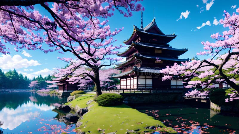 Beautiful Anime Style Wallpaper. Generated with Ai Stock Illustration ...