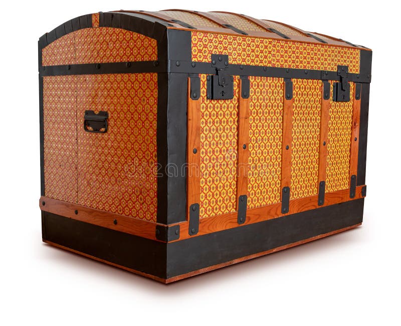 Beautiful Antique Closed Chest. Side View. Isolated on White Background ...