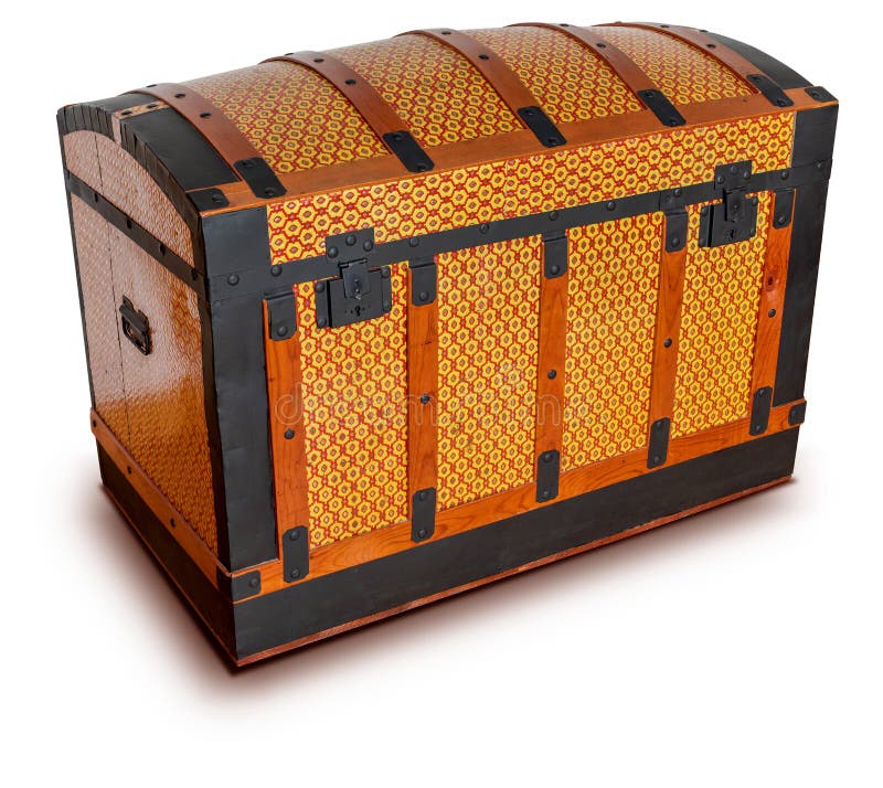 Beautiful Antique Open Chest. Side View. Isolated on White Background ...