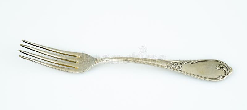 Beautiful Antique Fork on a White Background. Retro Articles Stock ...