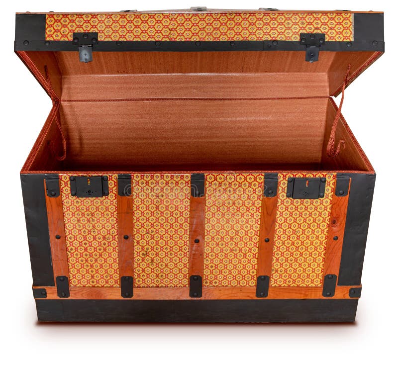 Beautiful Antique Open Chest. Frontal View. Isolated on White ...