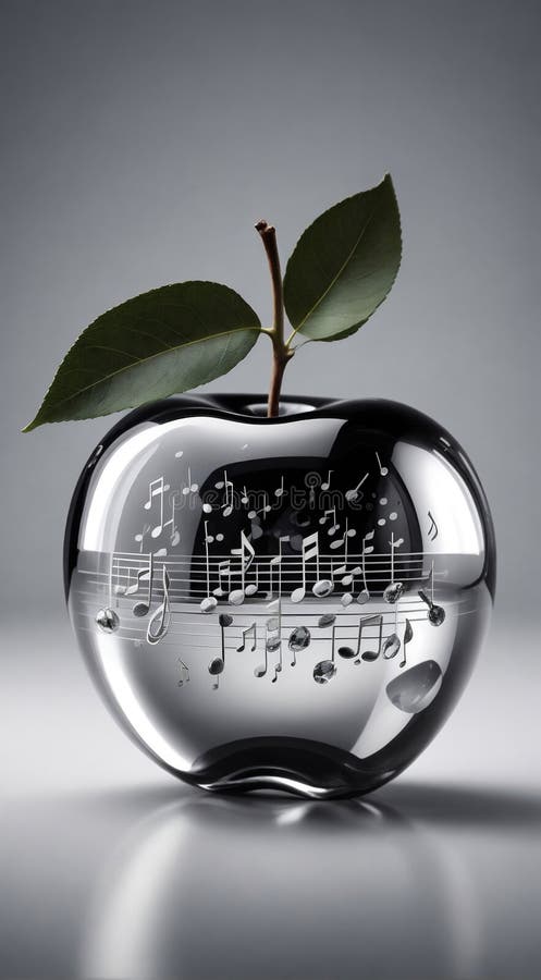 Apple Graphics with Musical Notes Stock Illustration - Illustration of ...