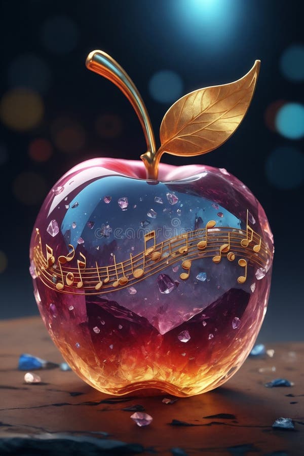 Apple Graphics with Musical Notes Stock Illustration - Illustration of ...