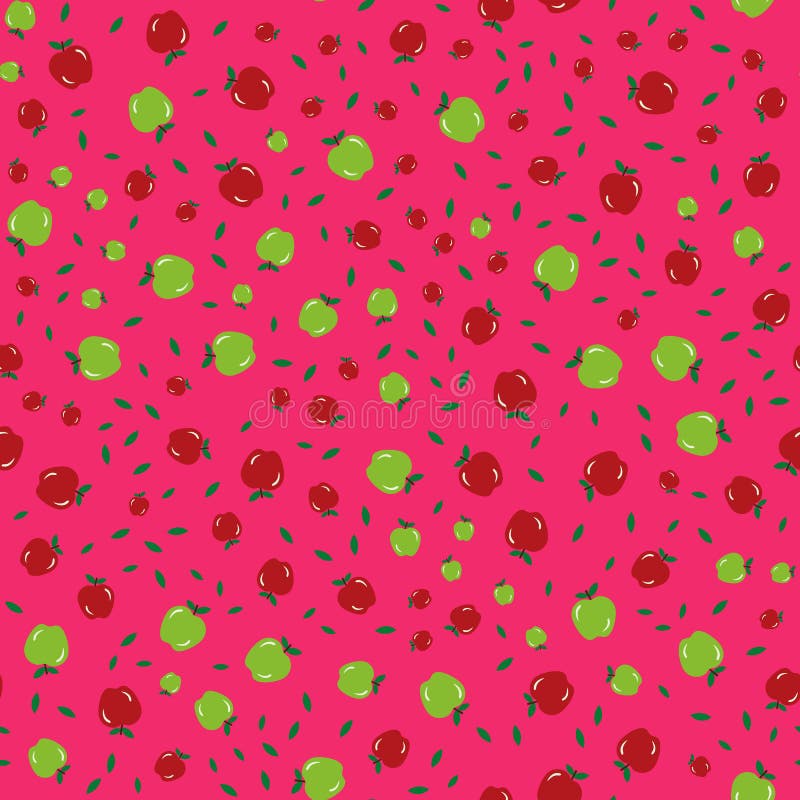 Beautiful Apple Patern in Pink Color. Stock Vector - Illustration of ...