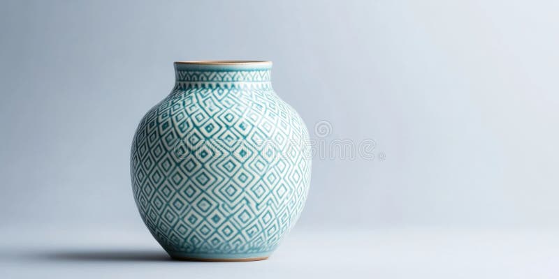 Beautiful Aqua Vase with Intricate Geometric Patterns Stands Elegantly ...