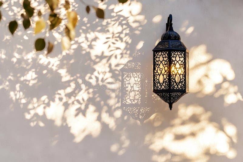 Intricate Shadows Dance on a White Wall Illuminated by a Traditional ...
