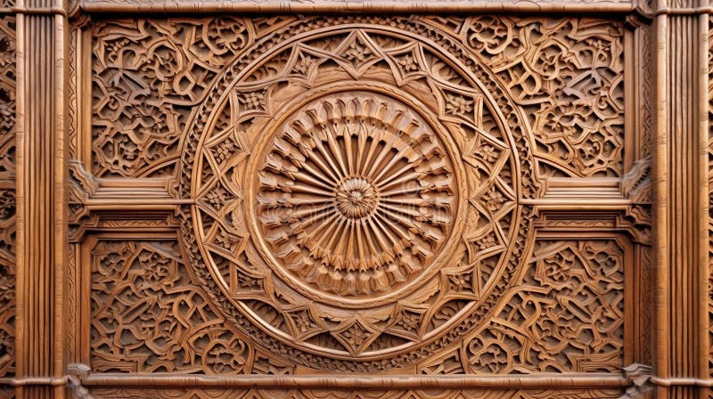 Beautiful Arabic Patterns Carved from Wood AI, Generated Image Stock ...