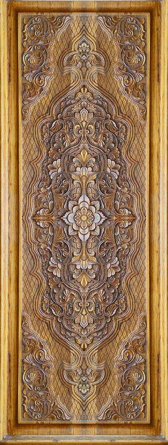 Beautiful Arabic Patterns Carved from Wood on the Door. Stock Photo ...