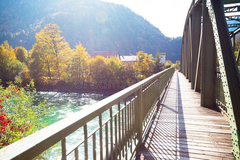 Beautiful Arched Metal Bridge in Small Austrian Town Stock Photo ...