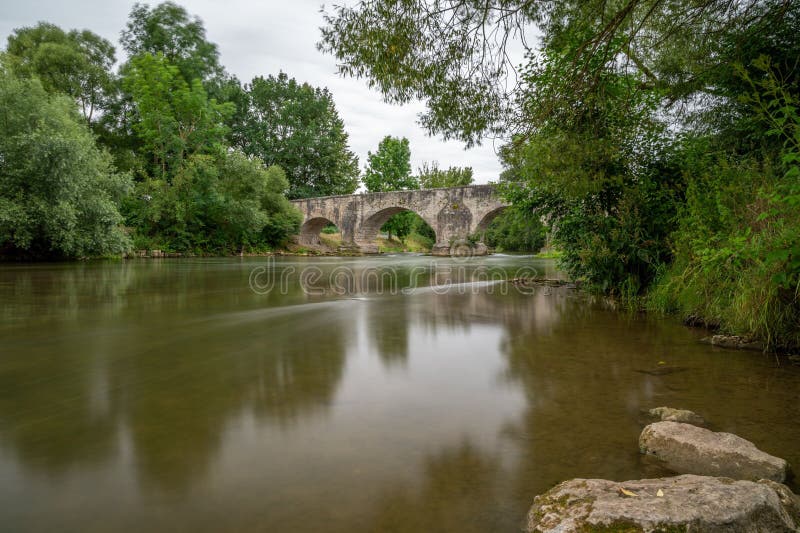 Beautiful Arched Stone Bridge Over the Pfunz Stream in Germany Stock ...