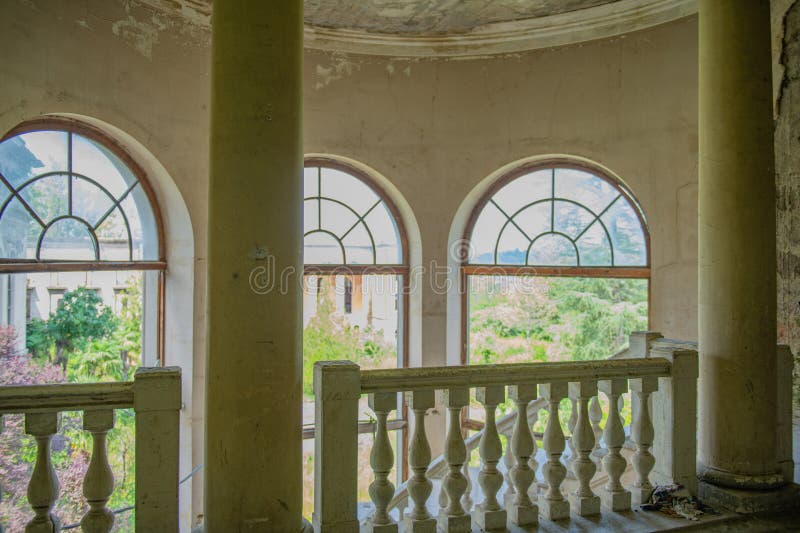 Beautiful Arched Windows in an Abandoned Sanatorium in Tskaltubo Stock ...