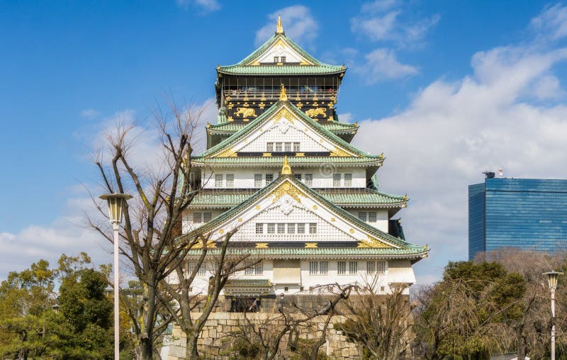 Beautiful Architecture Osaka Castle with Tree Stock Image - Image of ...