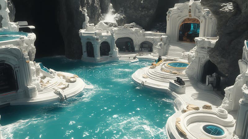 Beautiful Architecture and Water Surrounding a Submerged Cavern Complex ...