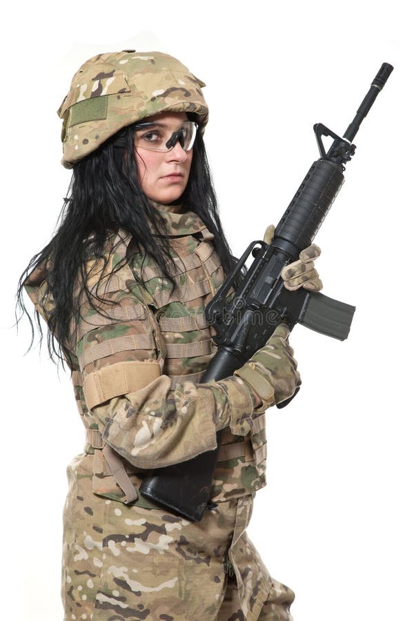 Beautiful Army Girl with Rifle Stock Image - Image of iraq, marine ...