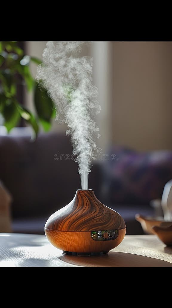 A Beautiful Aromatherapy Diffuser Releasing Calming Mist. Pic Stock ...