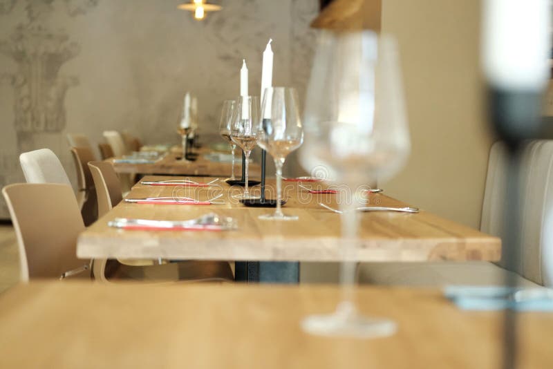 Beautiful Arranged Dinner Tables at a Restaurant Stock Image - Image of ...